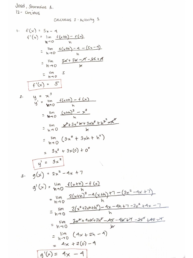 Calculus 2 - Activity 1 | PDF
