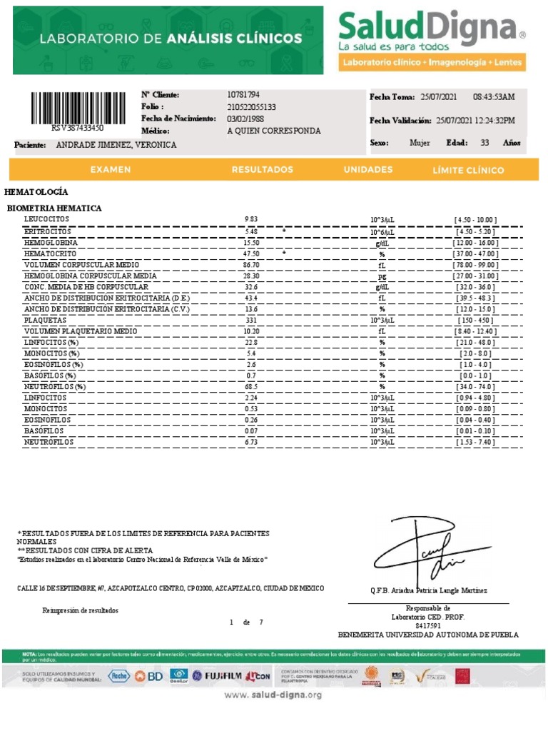 Resultados de Análisis Clínicos Chopo | PDF | Colesterol | Medicina CLINICA