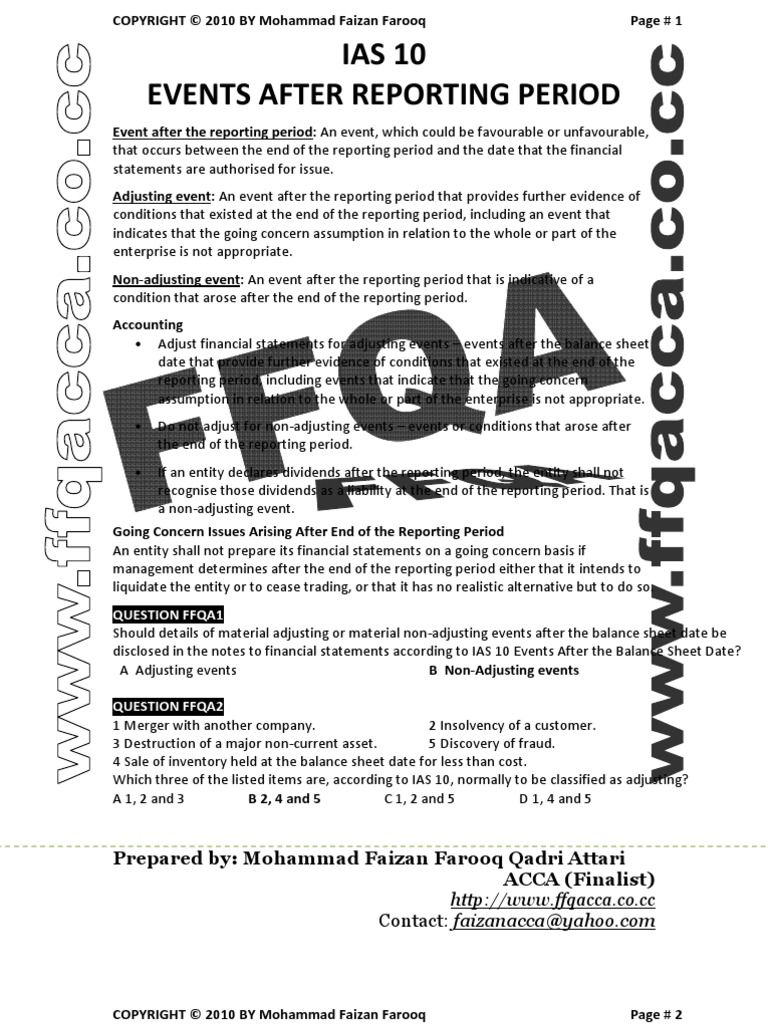 Ias 10 - Events After Reporting Period | PDF | Going Concern | Balance ...