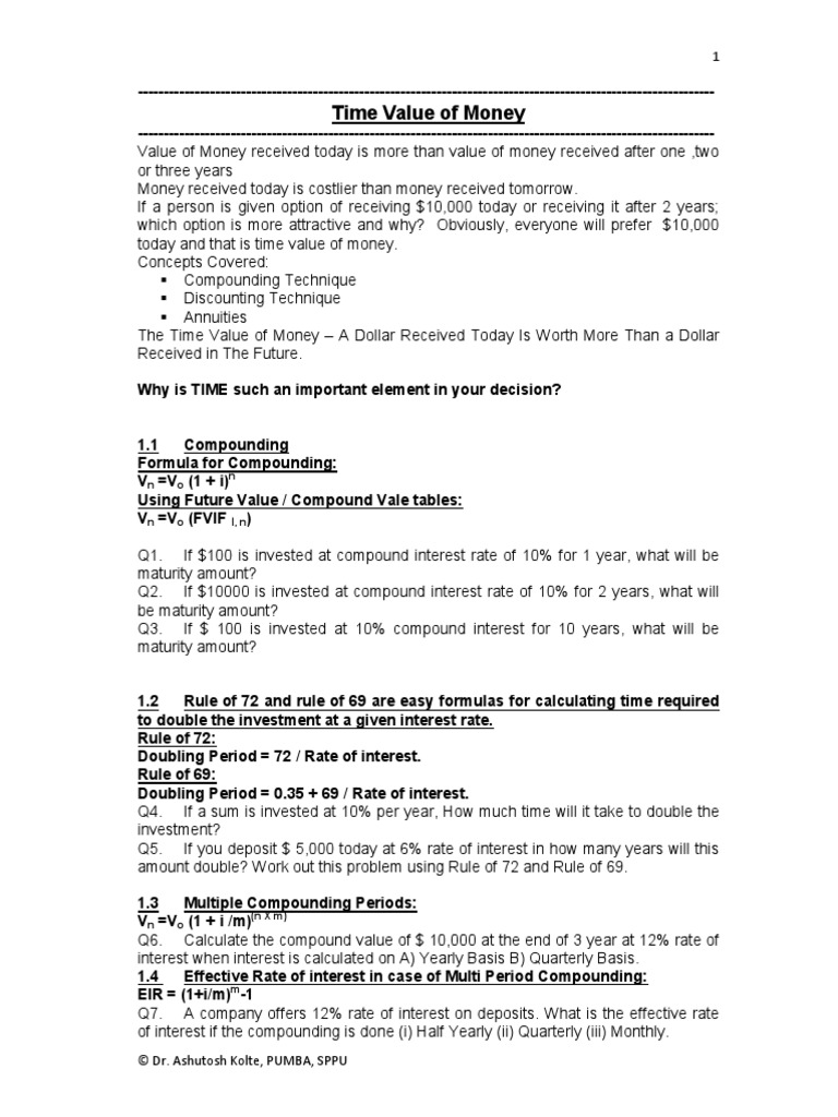 Time Value of Money | PDF | Present Value | Interest