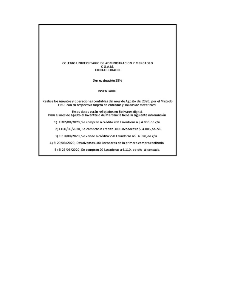 Inventario y Contabilidad: Método FIFO | PDF | Servicios financieros ...