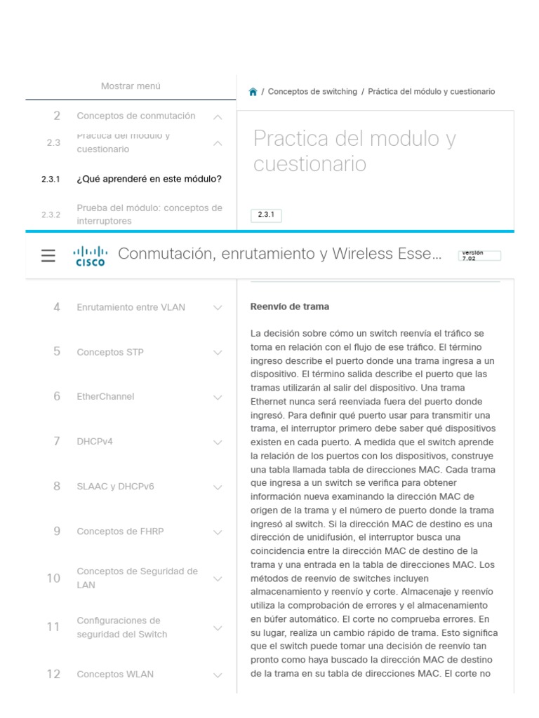 Switching, Routing, y Wireless Essentials - Práctica Del Módulo y Cuestionario | PDF ...