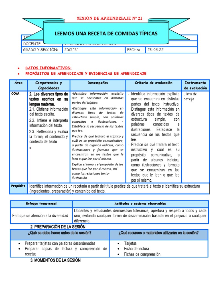 Aprendiendo a Leer Recetas Nutritivas | PDF | Alimentos