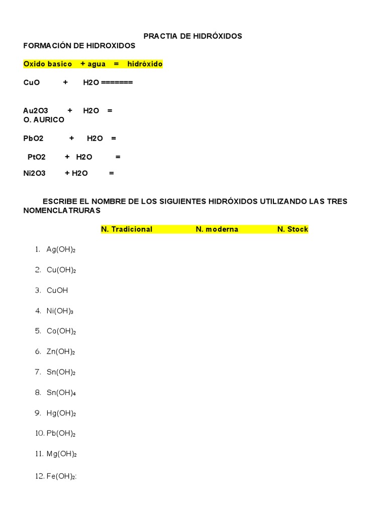 Practica Hidroxidos | PDF