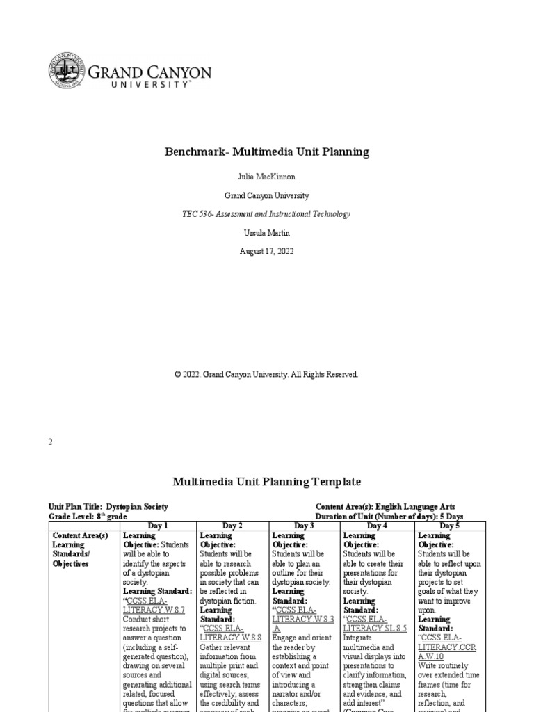 Tec 561 Rs Multimedia Unit Planning Template | PDF | Project Based Learning | Teachers