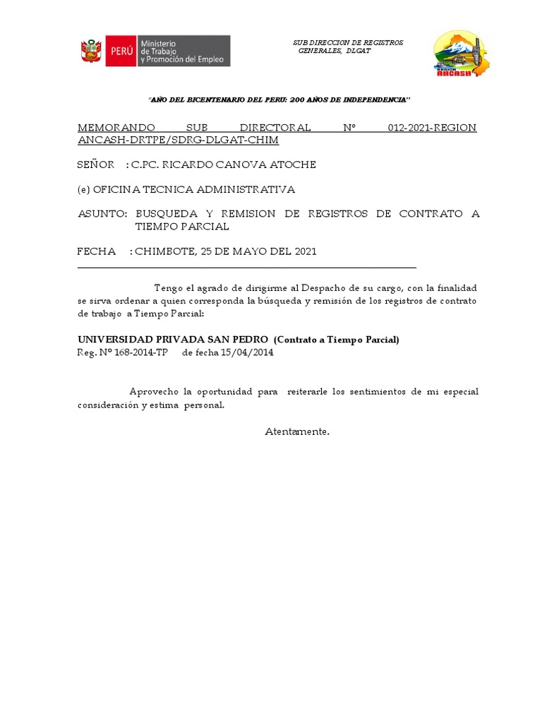 Memorando 2021 | PDF | Perú | América del Sur