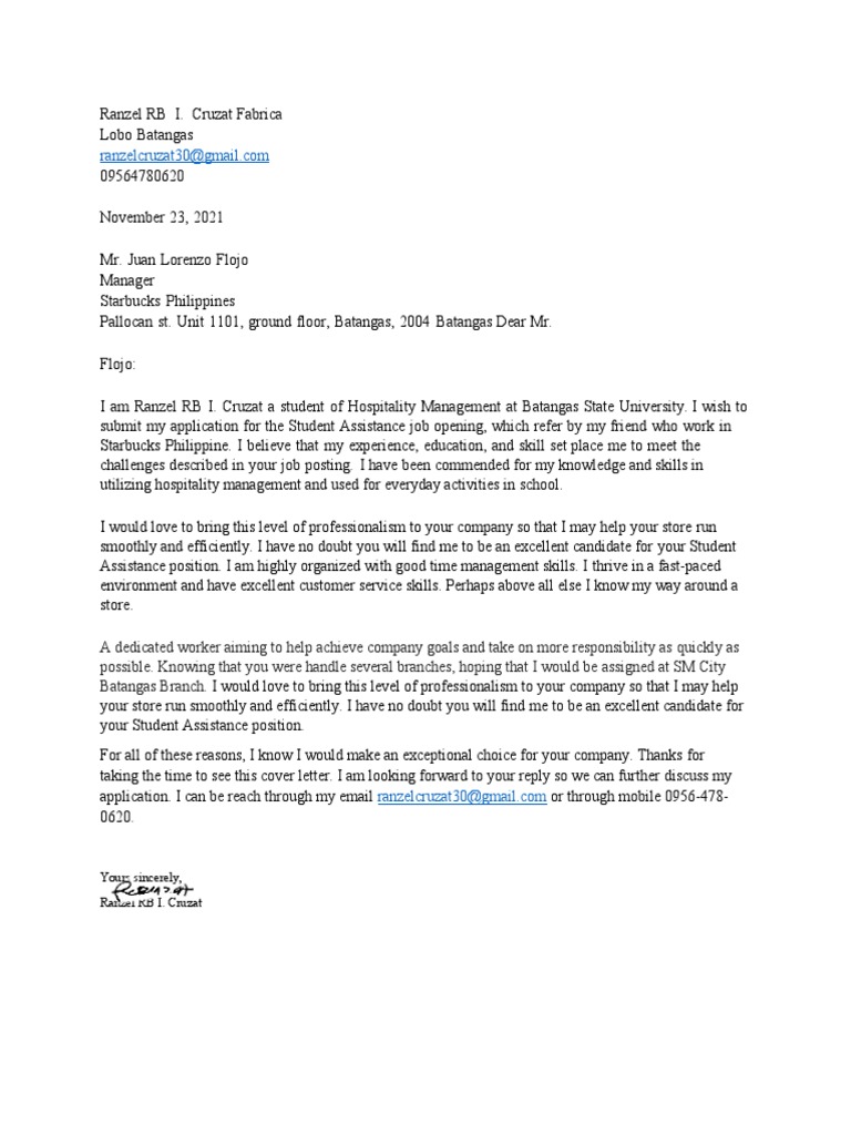 Application Letter Example | PDF