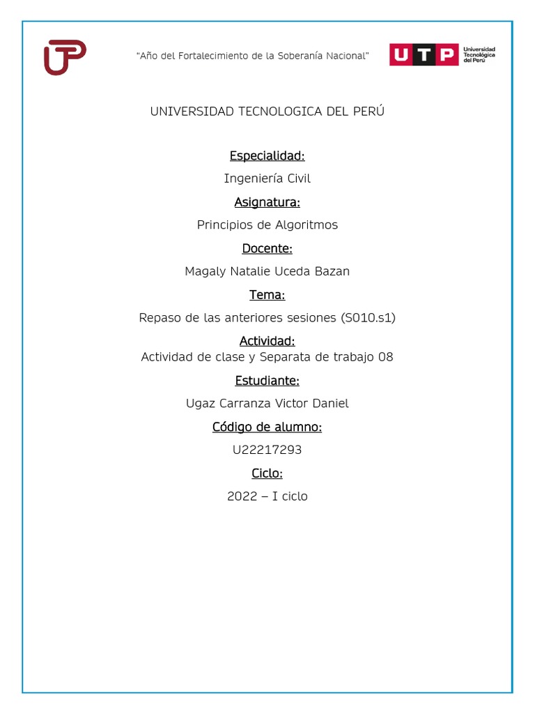Principios de Algoritmos Separata 8 | PDF Principios de Algoritmos Separata 8 | PDF