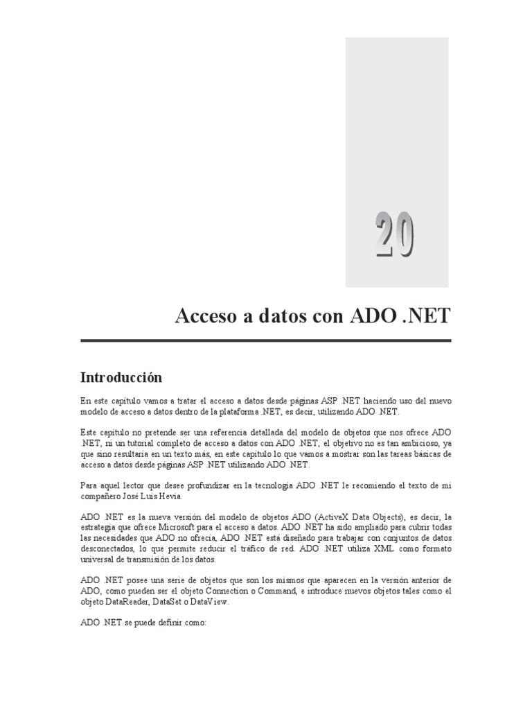 Unidad 4. Recurso 2. Acceso A Datos Con PDF | PDF | Active X Data Objects | SQL