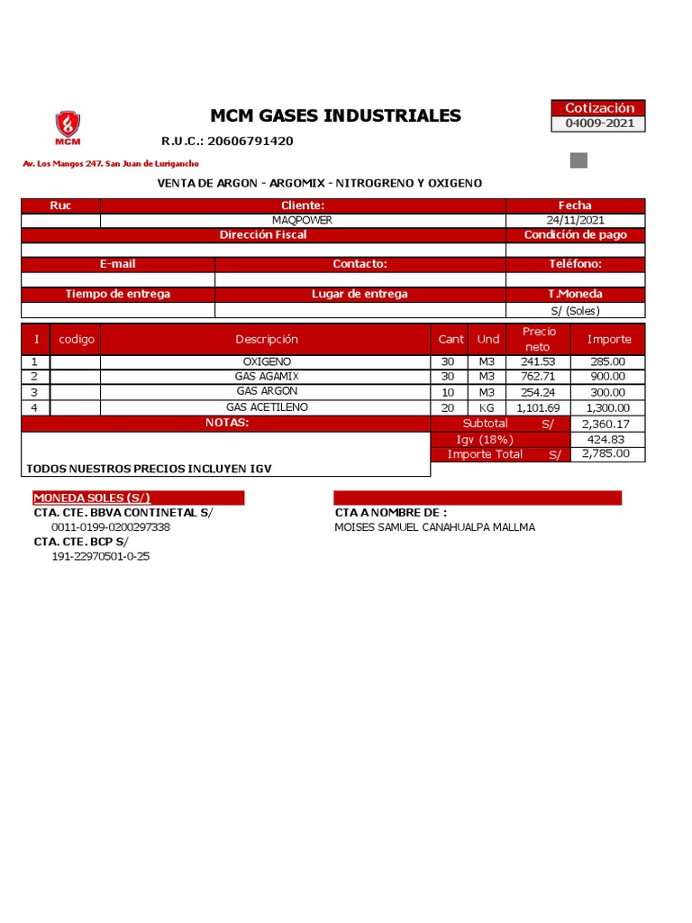 Cotizacion Maqp | PDF