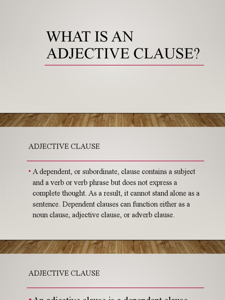 Understanding Adjective Clauses | PDF | Adjective | Verb