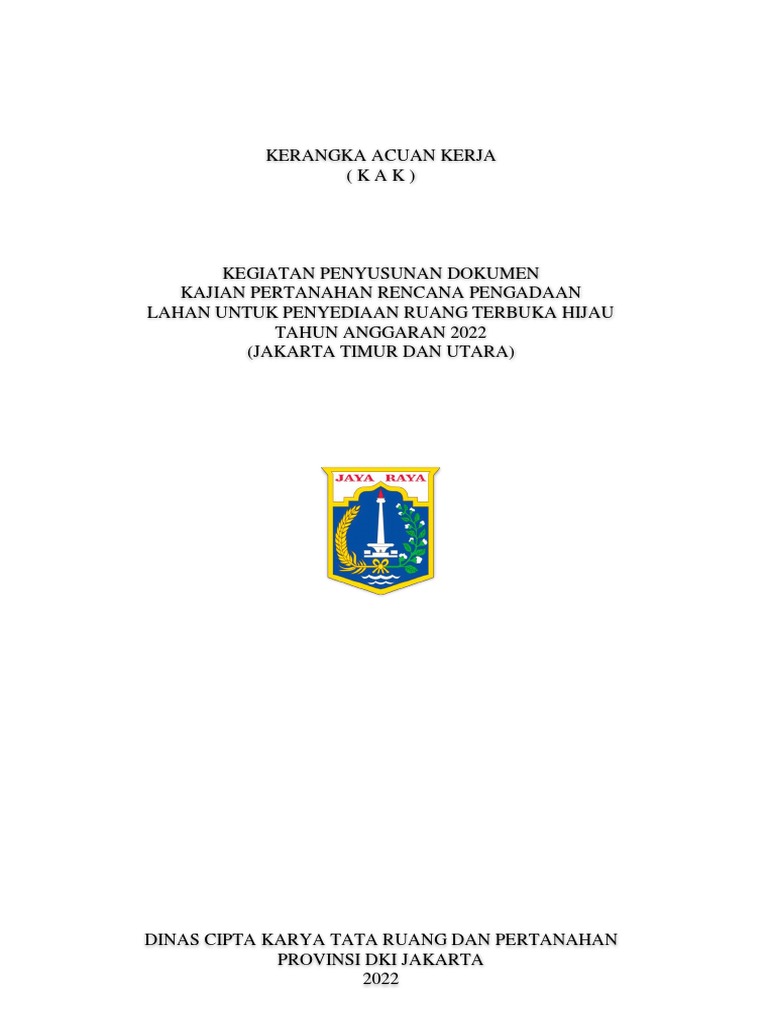 KAK Penyusunan Dokumen Kajian RTH 2022 | PDF