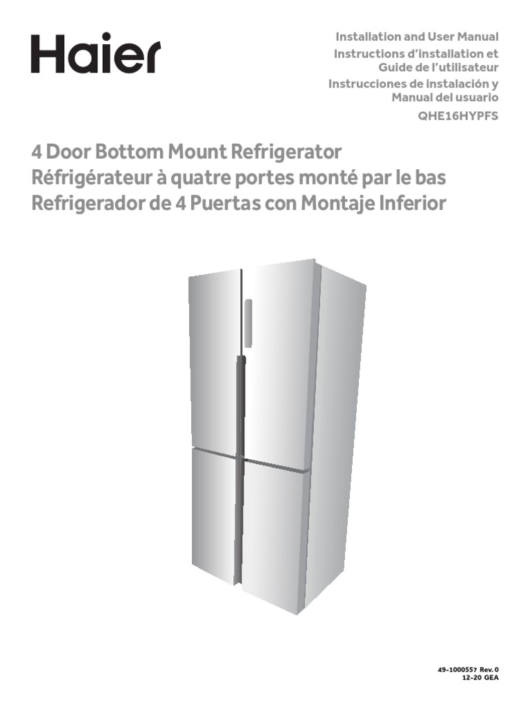Haier QHE16HYPFS User Manual | PDF | Refrigerator | Ac Power Plugs And ...