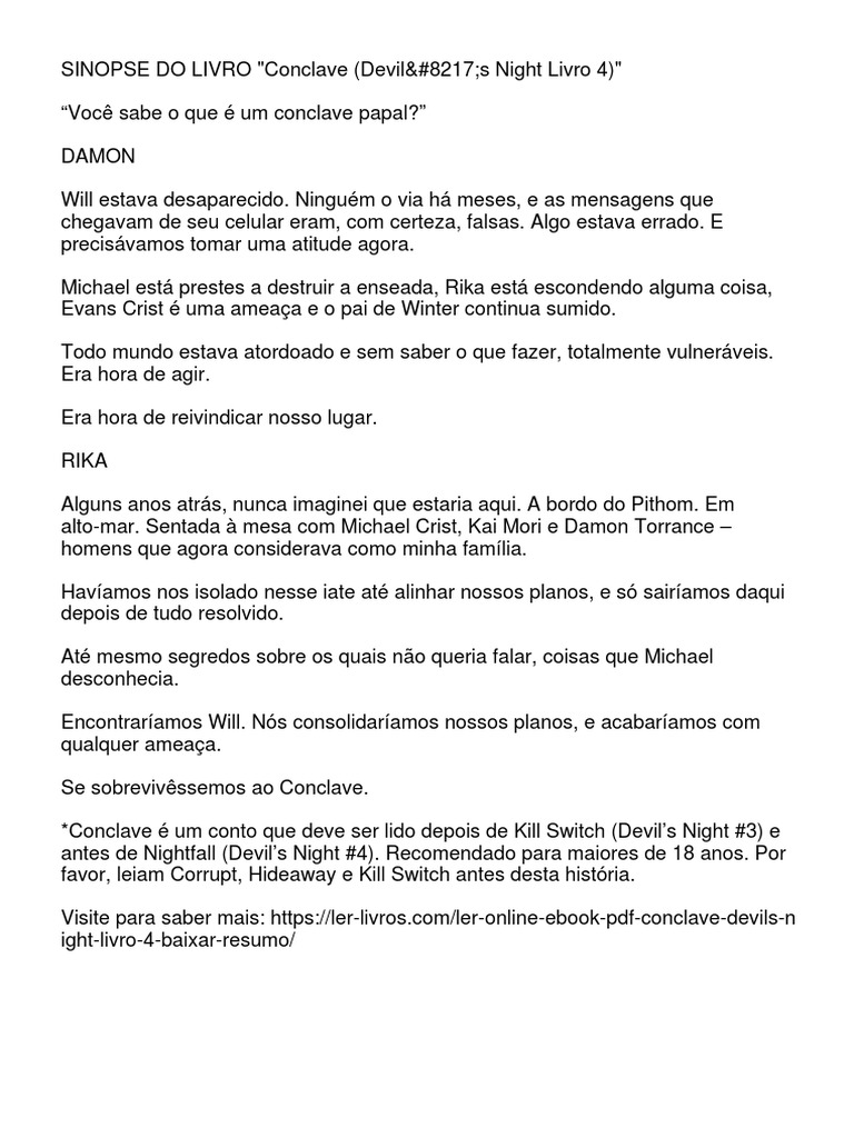 Conclave (Devil’ S Night Livro 4) | PDF