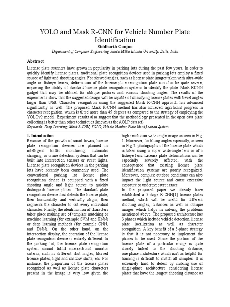 Mask R-CNN and YOLO for Effective Vehicle Number Plate Identification ...