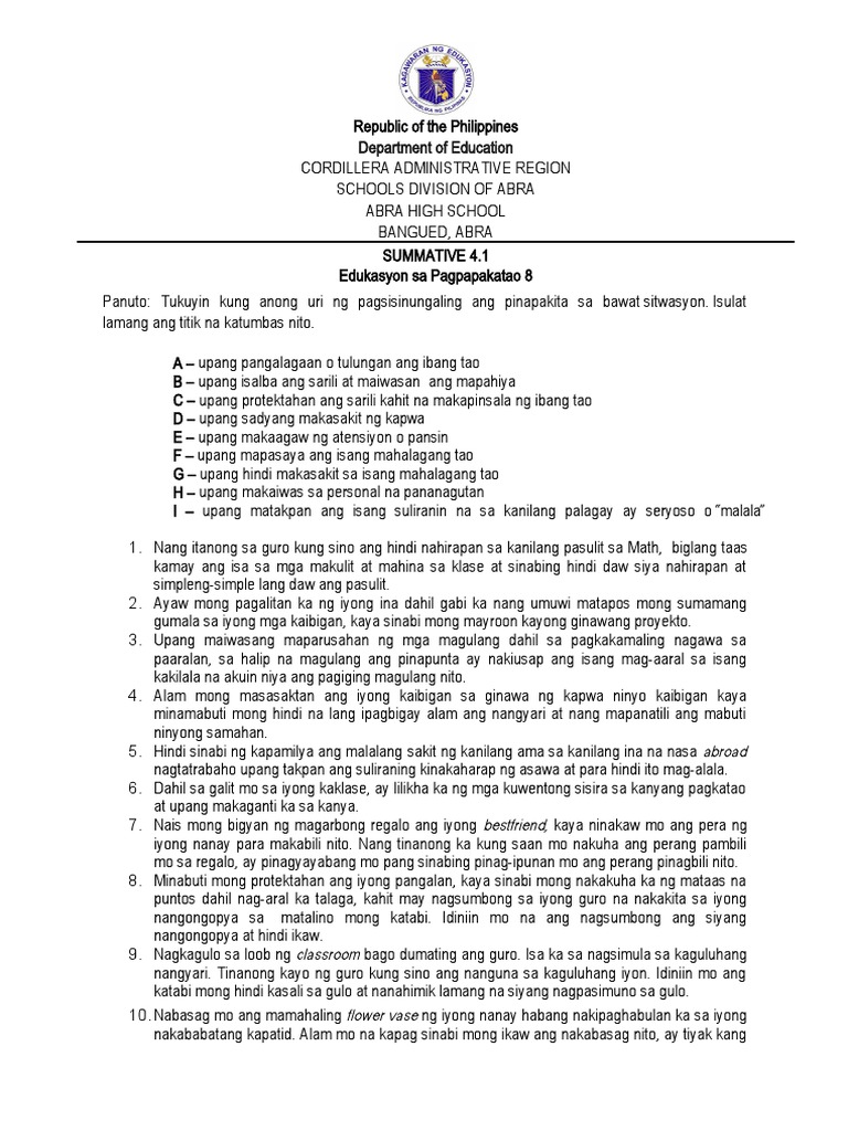 Esp 8 Summative 4.1docx | PDF