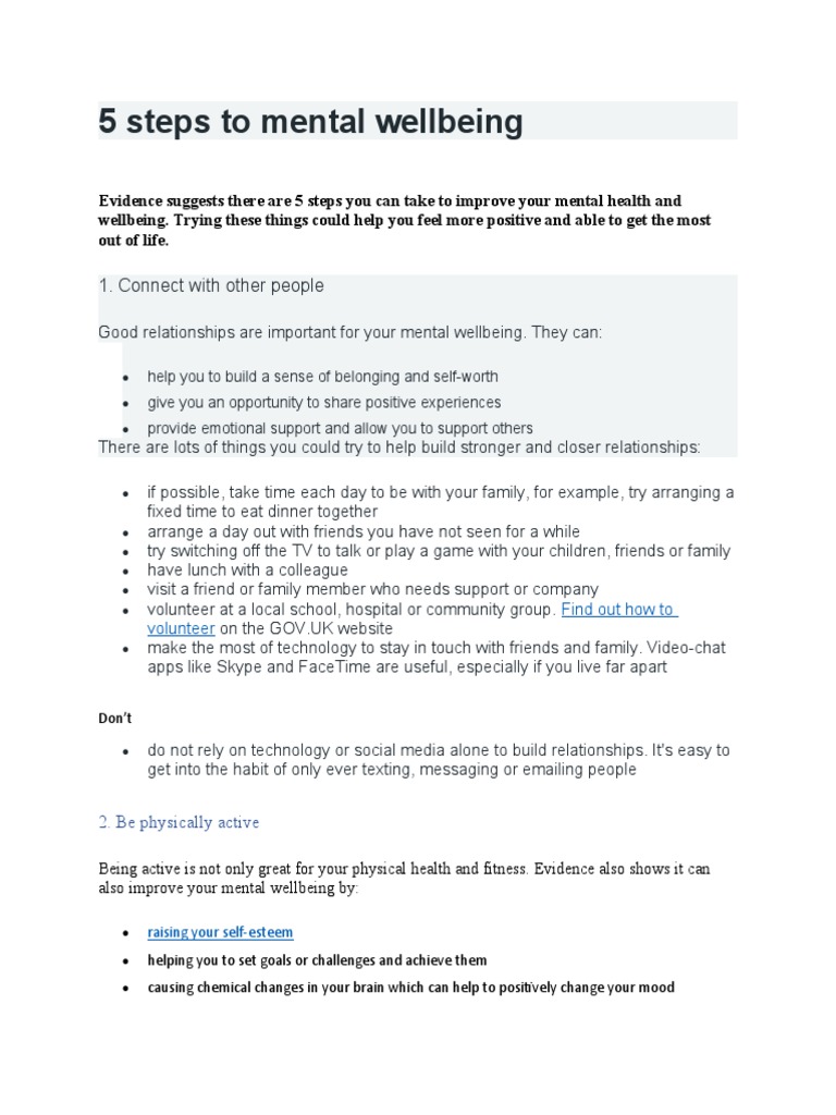 5 Steps to Enhance Mental Wellbeing | PDF | Mental Health | Well Being
