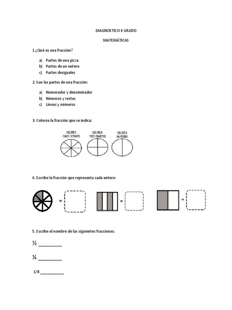Diagnóstico de Matemáticas 4° Grado | PDF | Métodos y materiales de ...