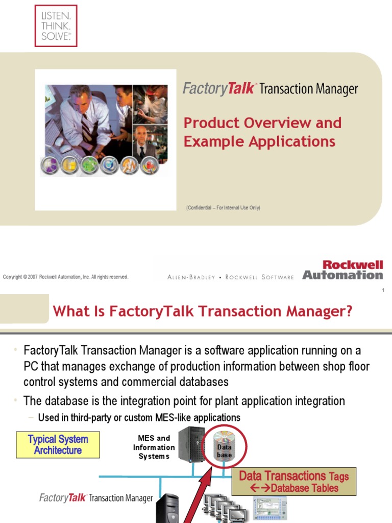Introduction To FactoryTalk Transaction Manager | PDF | Databases ...