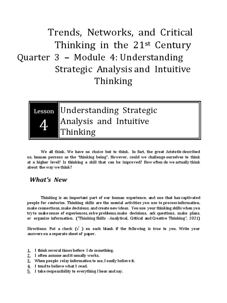 Trends, Networks, and Critical Thinking in The 21 Century | PDF | Thought | Decision Making