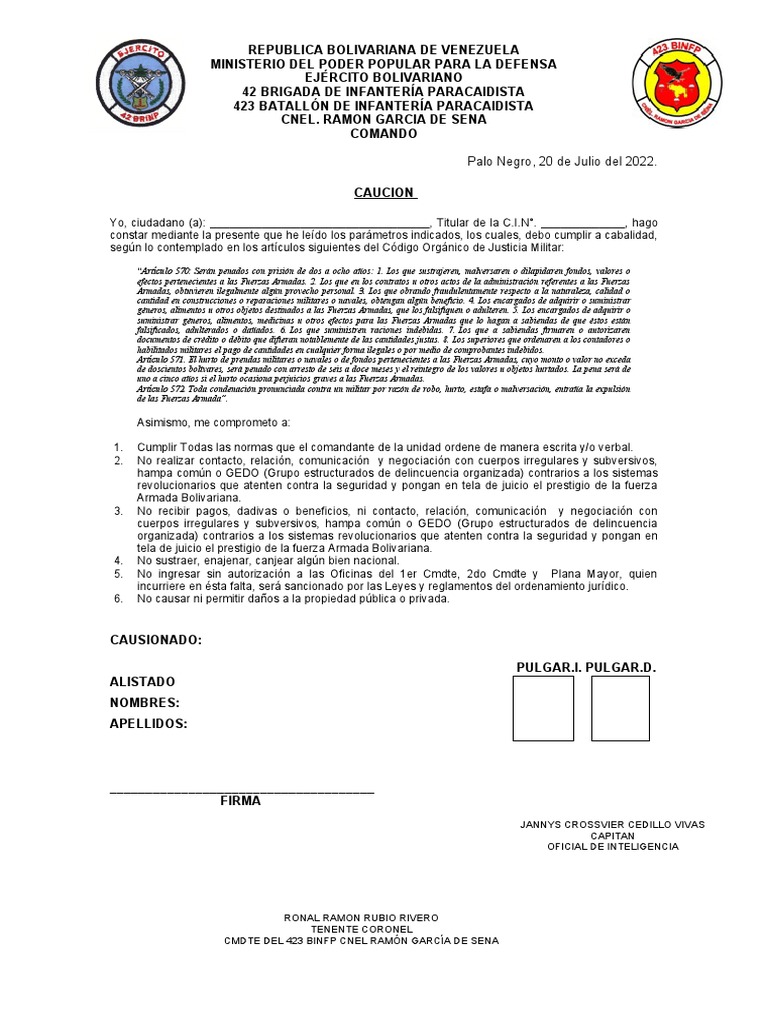 Caucion Por Hurto | PDF | Militar