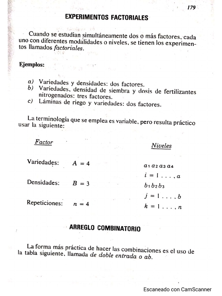 Diseño Factorial y Arreglo Combinatorio | PDF
