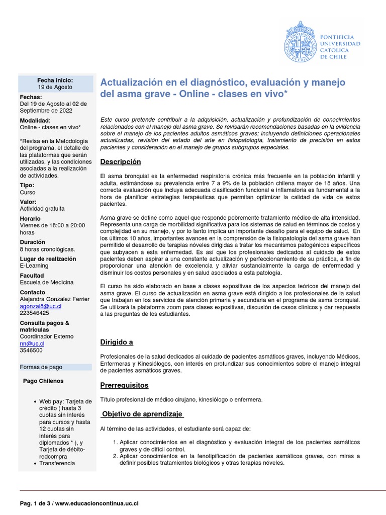 Actualizacion en El Diagnostico Evaluacion y Manejo Del Asma Grave | PDF | Asma | Medicina