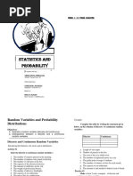 Statistics and Probablity SHS 11-Module 1 - Week1 | PDF | Random Variable | Probability Distribution