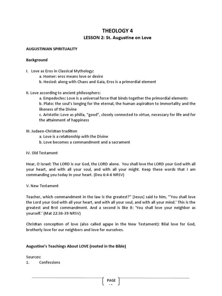 Theology 4 Lesson 2 St.-Augustine-on-Love | PDF | Love | Soul