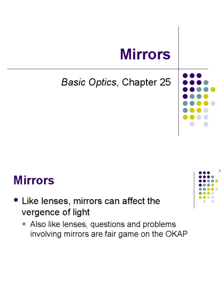 Mirrors: Basic Optics, Chapter 25 | Download Free PDF | Mirror | Radiation