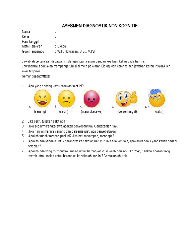 Contoh - Asesmen Diagnostik Non Kognitif Guru Mapel | PDF