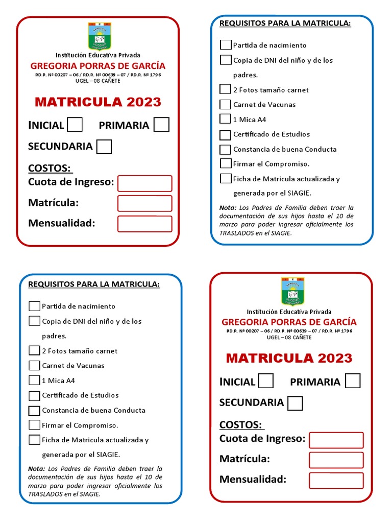 REQUISITOS MATRICULA 2023 | PDF | Aplicaciones de la criptografía | Información del gobierno