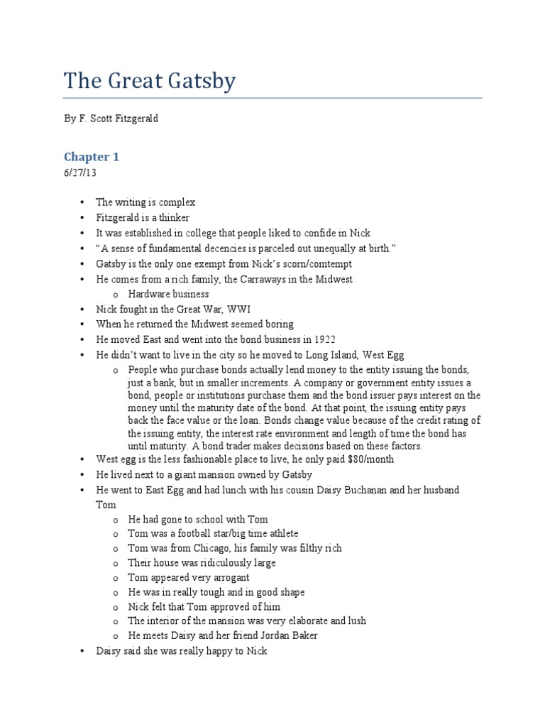 The Great Gatsby - Tim McGee | PDF | The Great Gatsby | Bonds (Finance)