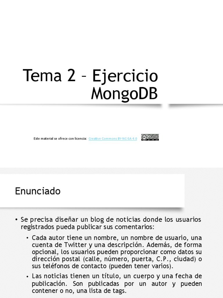 Practica Tema2 MongoDB | PDF | Mongo Db | Ciencias de la Computación