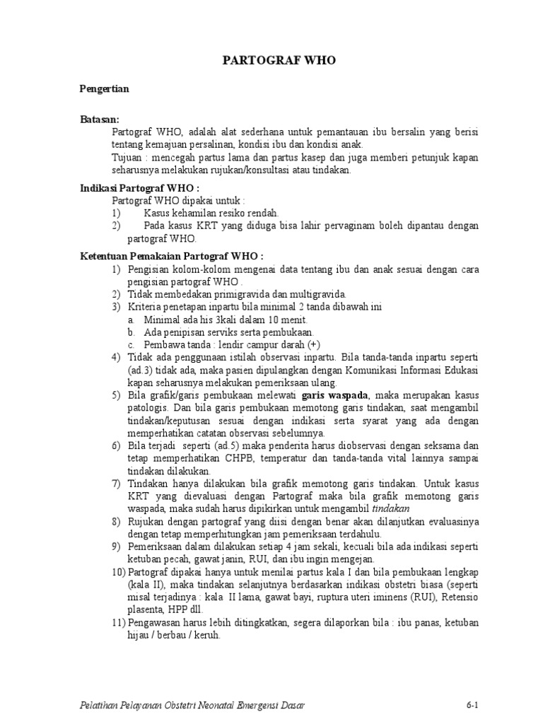 Partograf Who Protap | PDF