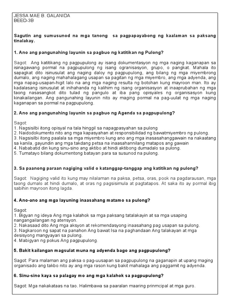 Filipino Takdang Aralin-Summer | PDF