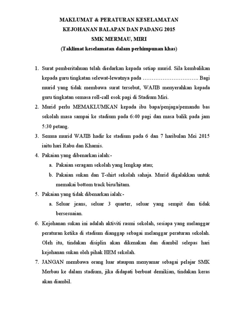 Taklimat Keselamatan Murid | PDF