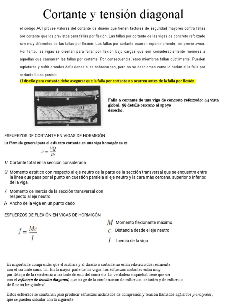 Cortante y Tensión Diagonal | PDF | Viga (Estructura) | Resistencia de ...