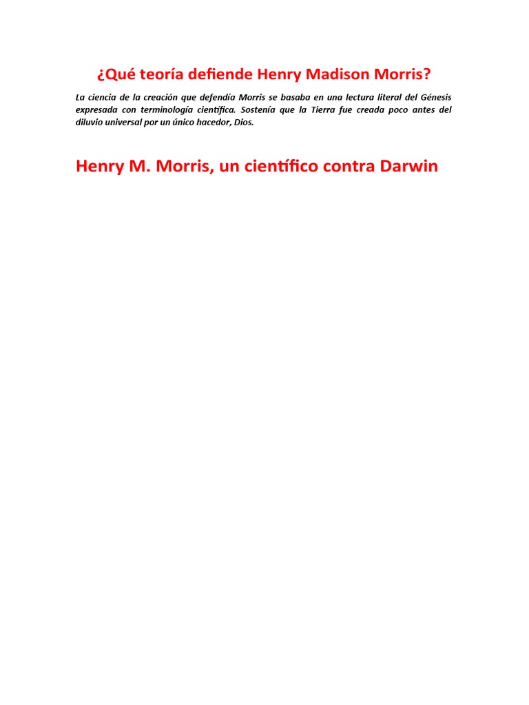 Teoría de Creación de Henry Morris | PDF