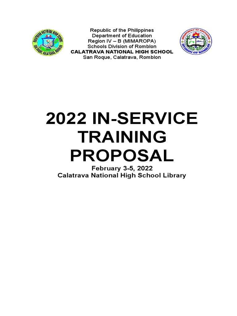 2022 IN-SERVICE Training Proposal: February 3-5, 2022 Calatrava ...