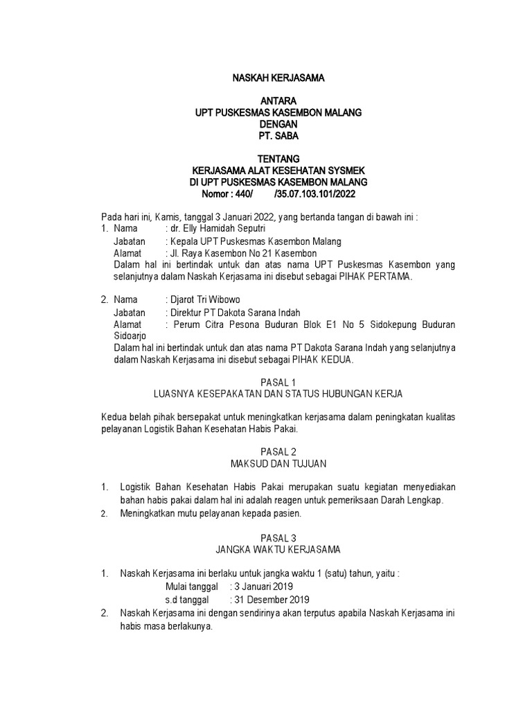 Mou PT Saba | PDF | Bisnis | Pengelolaan Keuangan & Uang