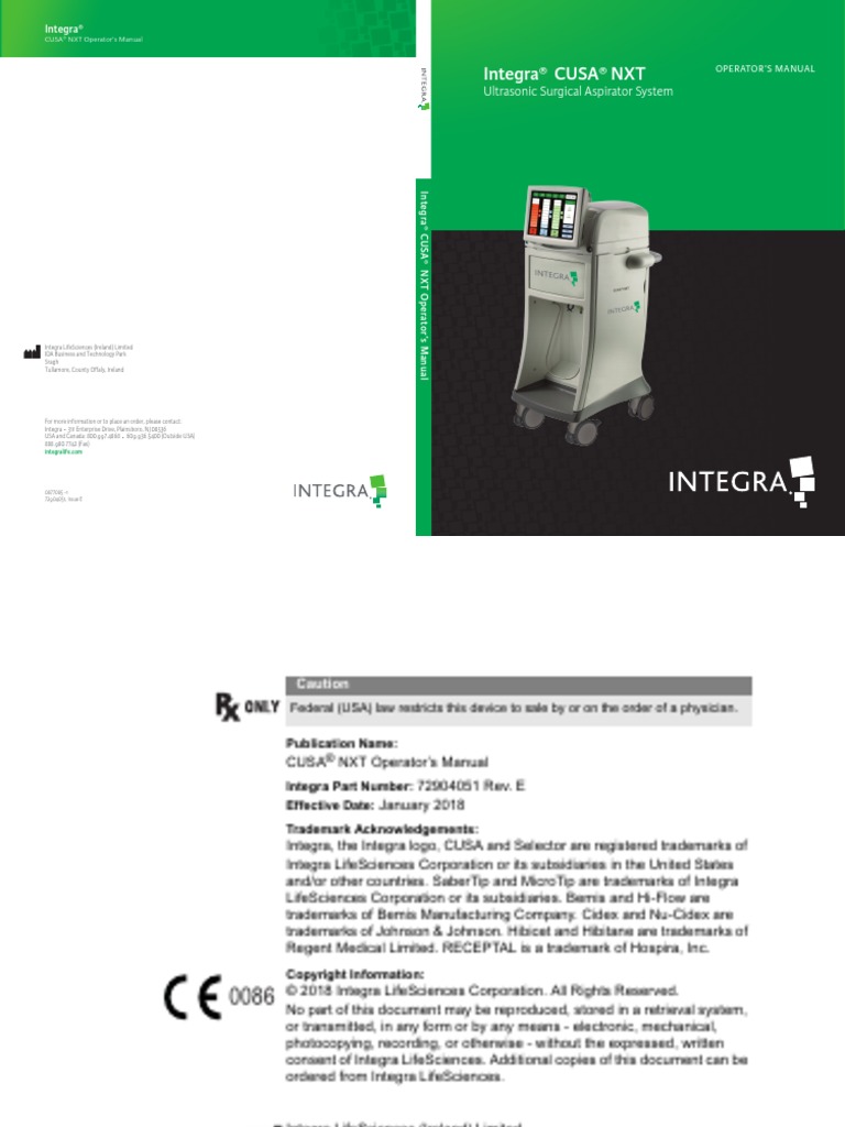 Integra® CUSA® NXT: Ultrasonic Surgical Aspirator System | PDF ...