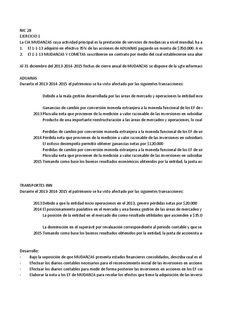 Nic 28 Ejercicio | PDF | Compartir (Finanzas) | Dividendo