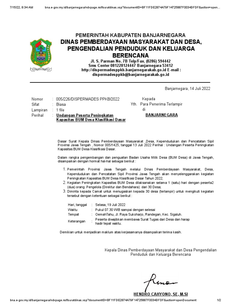 Surat Undangan BUMDes | PDF