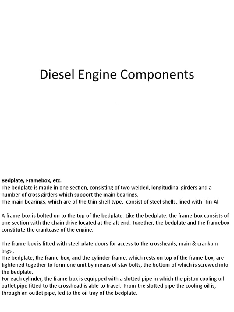 Main Engine Components in Ships | PDF | Internal Combustion Engine | Piston