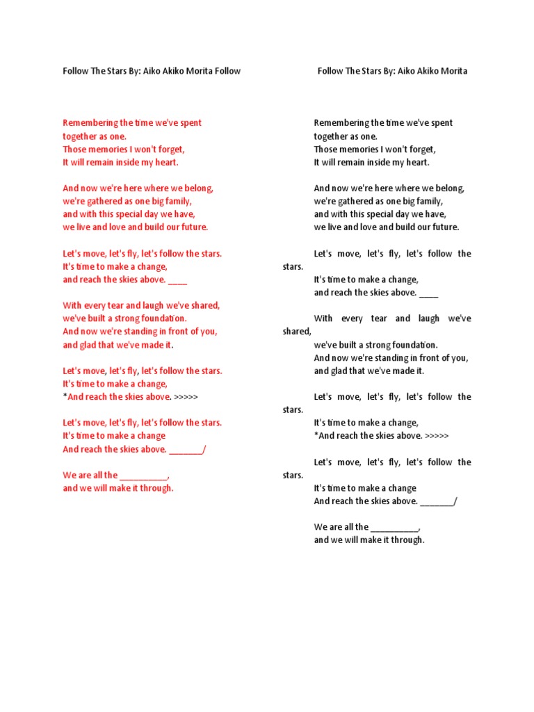 Follow The Stars by Aiko Akiko Morita 1 | PDF