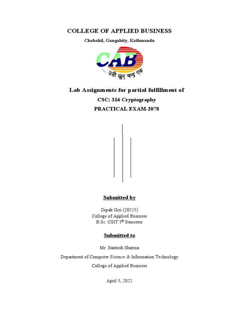 Cover Pageof Lab Assignments Crypto | PDF | Cryptography | Public Key Cryptography