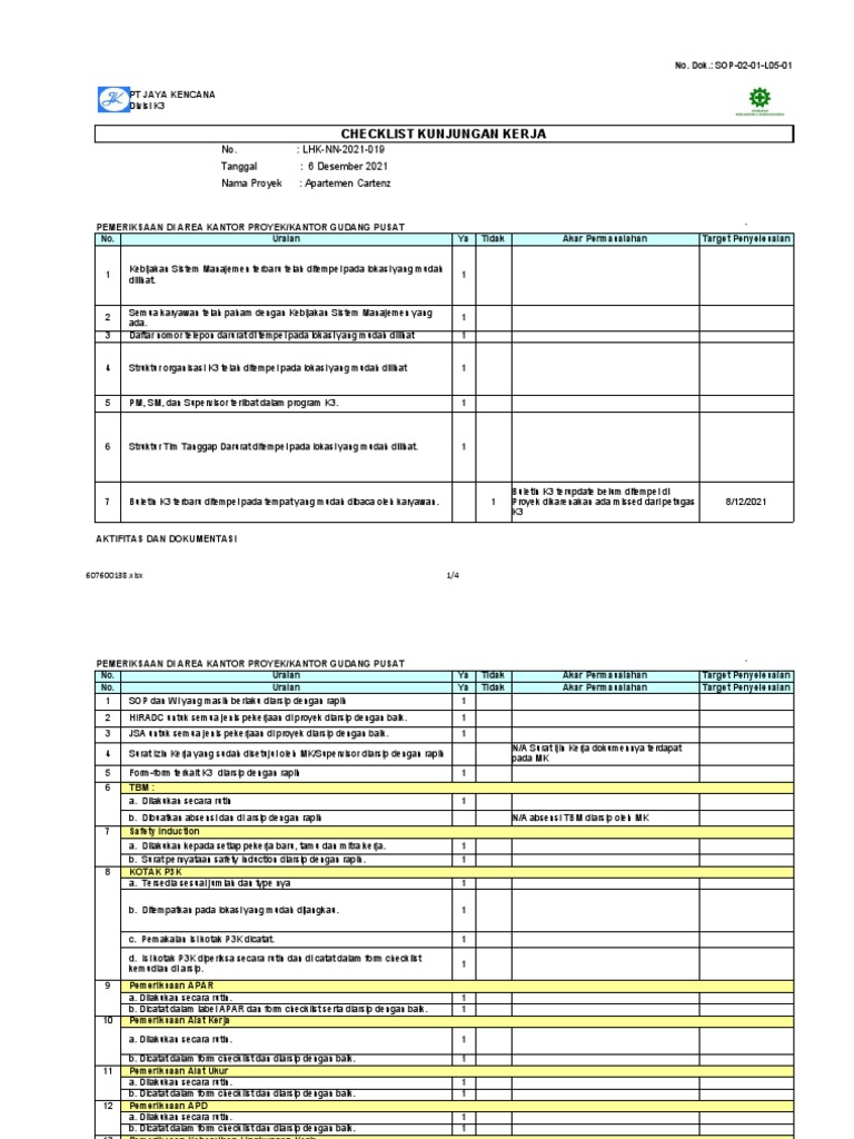 2021-06-12 - Checklist Audit Proyek - Proyek Cartenz - Nusyulia Nurfita ...