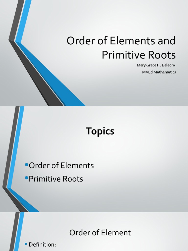 Order of Elements and Primitive Roots | PDF | Prime Number ...