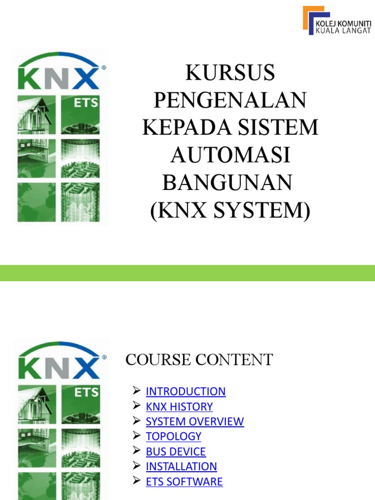 Kursus Pengenalan Kepada Sistem Automasi Bangunan (KNX System) | PDF ...
